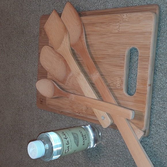 Kitchen | Bamboo Cutting Board Utensils And Bamboo Oil New | Poshmark